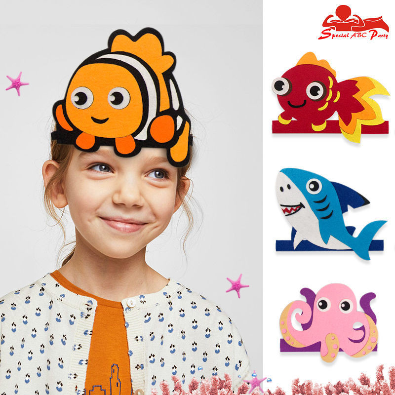 Children Cartoon Ocean Headdress Small Fish Jumping Dragon Gate Turtle ...