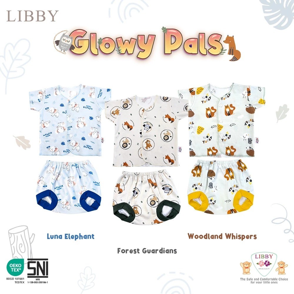 Libby Front Button Suit Short Sleeve Pop Pants GLOWY PALS Pattern (1STEL) | Shopee Malaysia