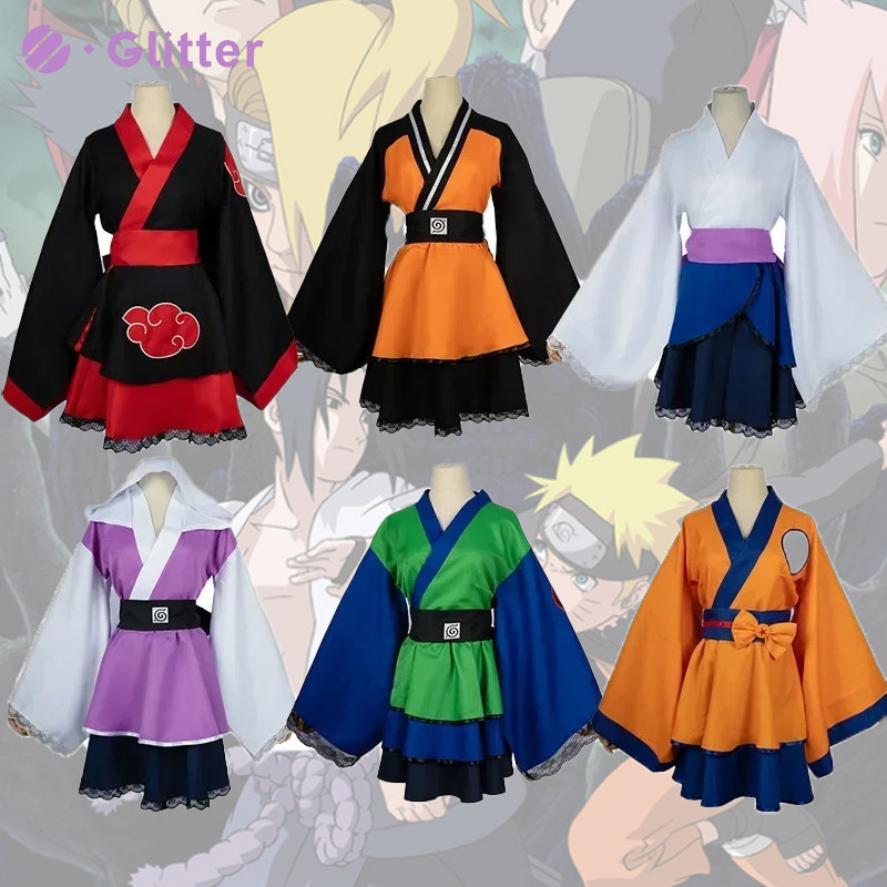 Naruto Adult Japanese Kimono Cosplay Costume Akatsuki Cloud Print ...