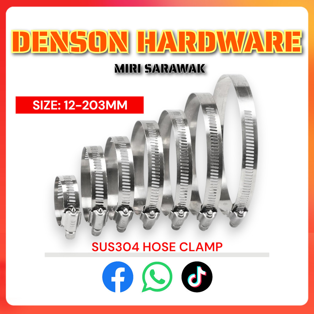 (1pcs) Stainless Steel Hose Clamp Adjustable Fuel Line Pipe Clip Pipe ...
