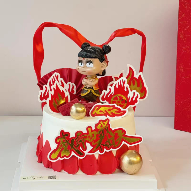 【Spots现货】哪吒生日蛋糕哪吒蛋糕摆件一整套立体儿童三太子我命由我不由天男Nezha Birthday Cake Nezha Cake ...