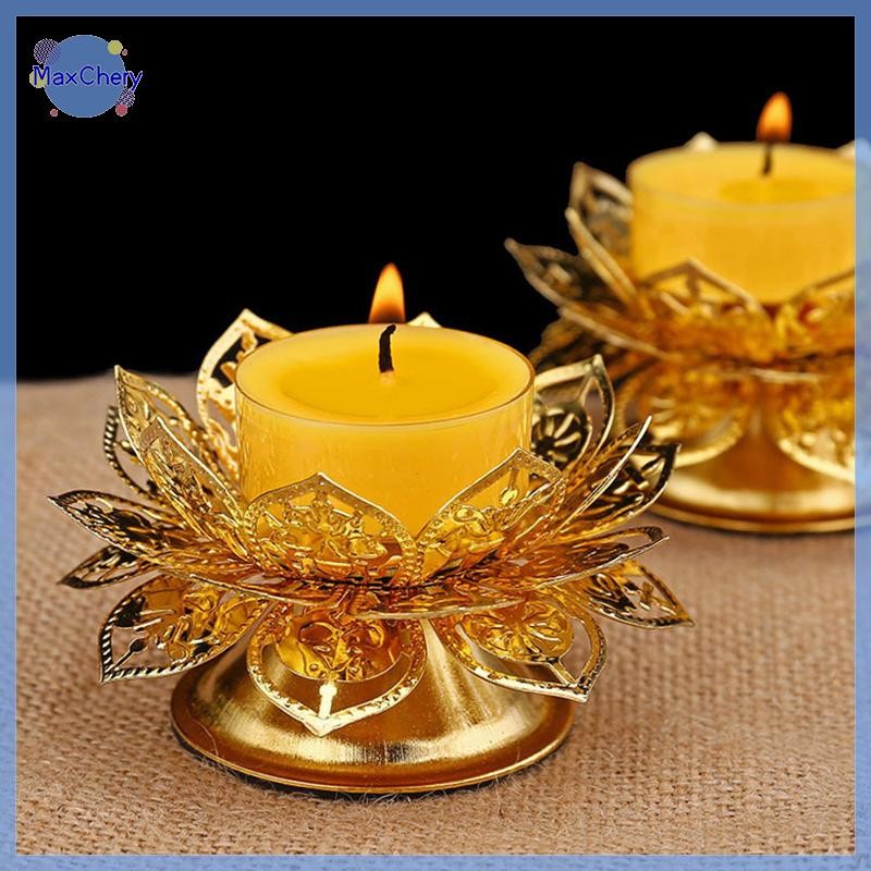 MCHY> Buddhism Gold Lotus Ghee Lamp Holder Wick Rack Lotus Incense ...