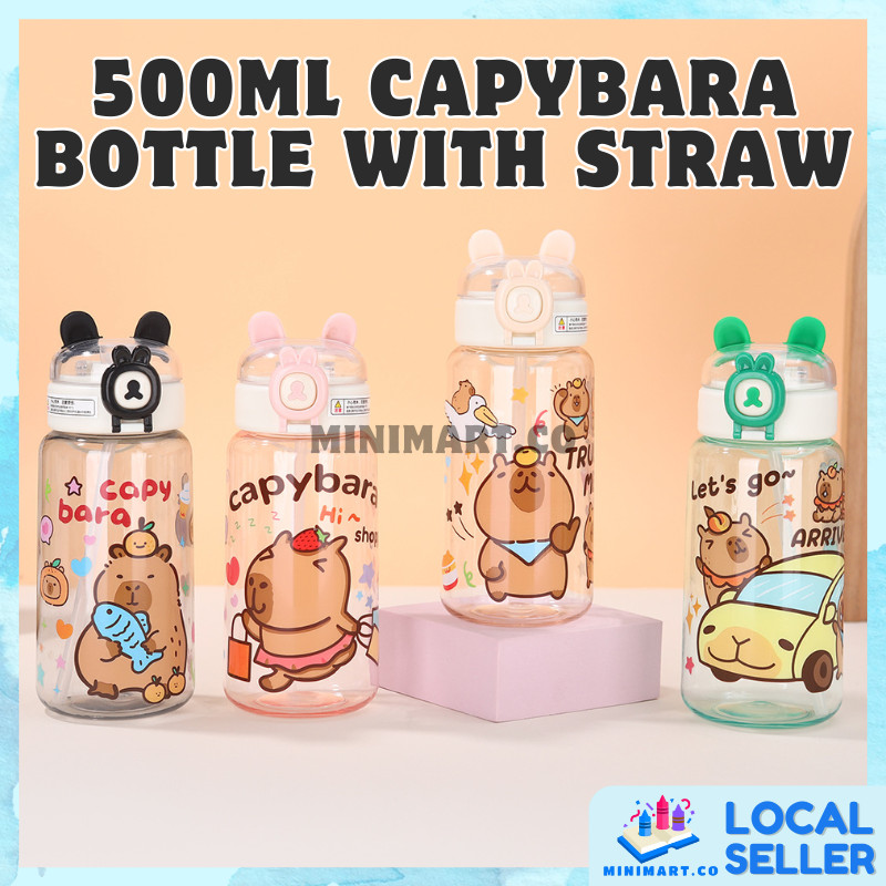 500ML Water Bottle with Straw Capybara Children School Drinking Cups ...