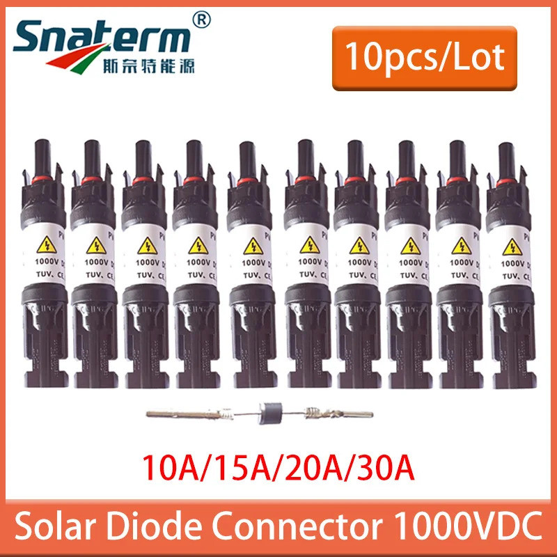 Hot !! 10 Pieces x 10A 15A 20A 30A DC Diode Solar Plug Connector, Diode ...