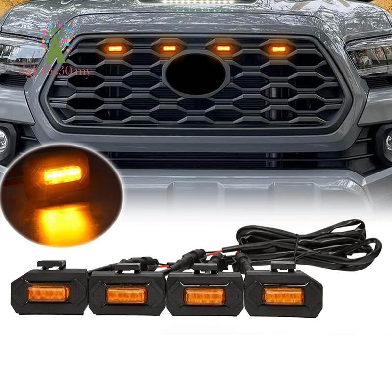 4PCS LED Front Grill Lights for Toyota Tacoma Raptor TRD Off Road Sport 2020 2021 External ...