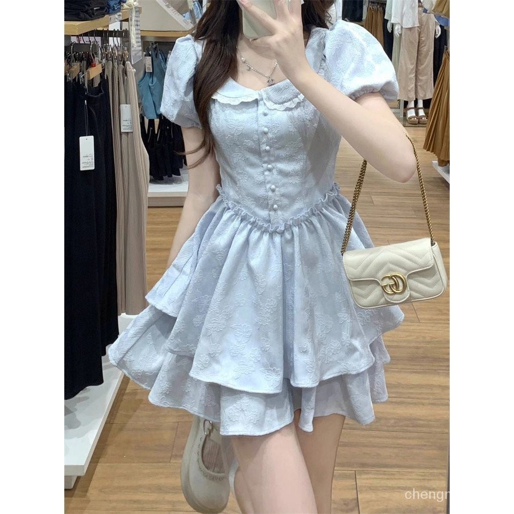 Summer New Style Blue Dress Female Sweet First Love Escaping Princess ...