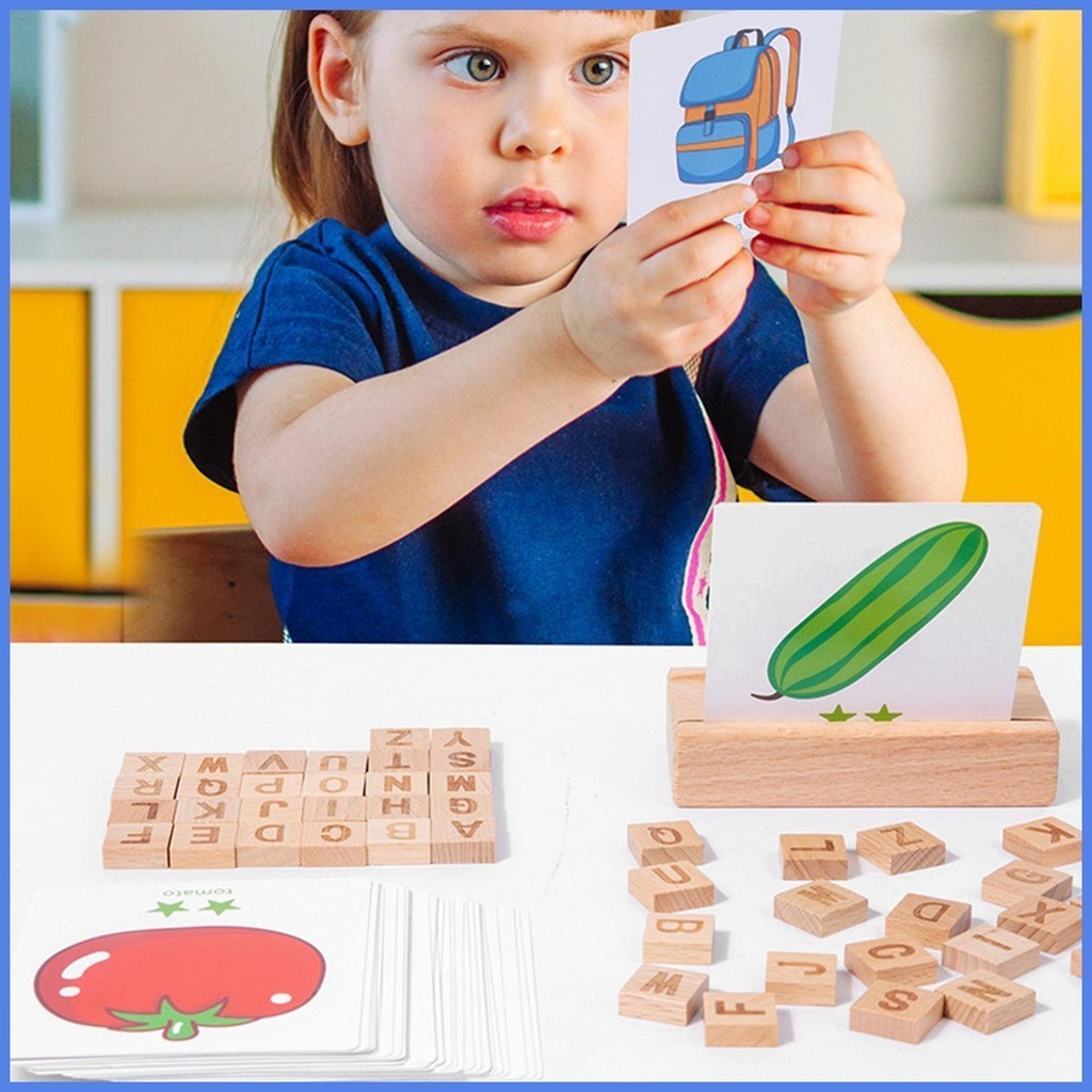 Wooden Cvc Word Spelling Games Sight Word Games With 30 Flash Cards ...