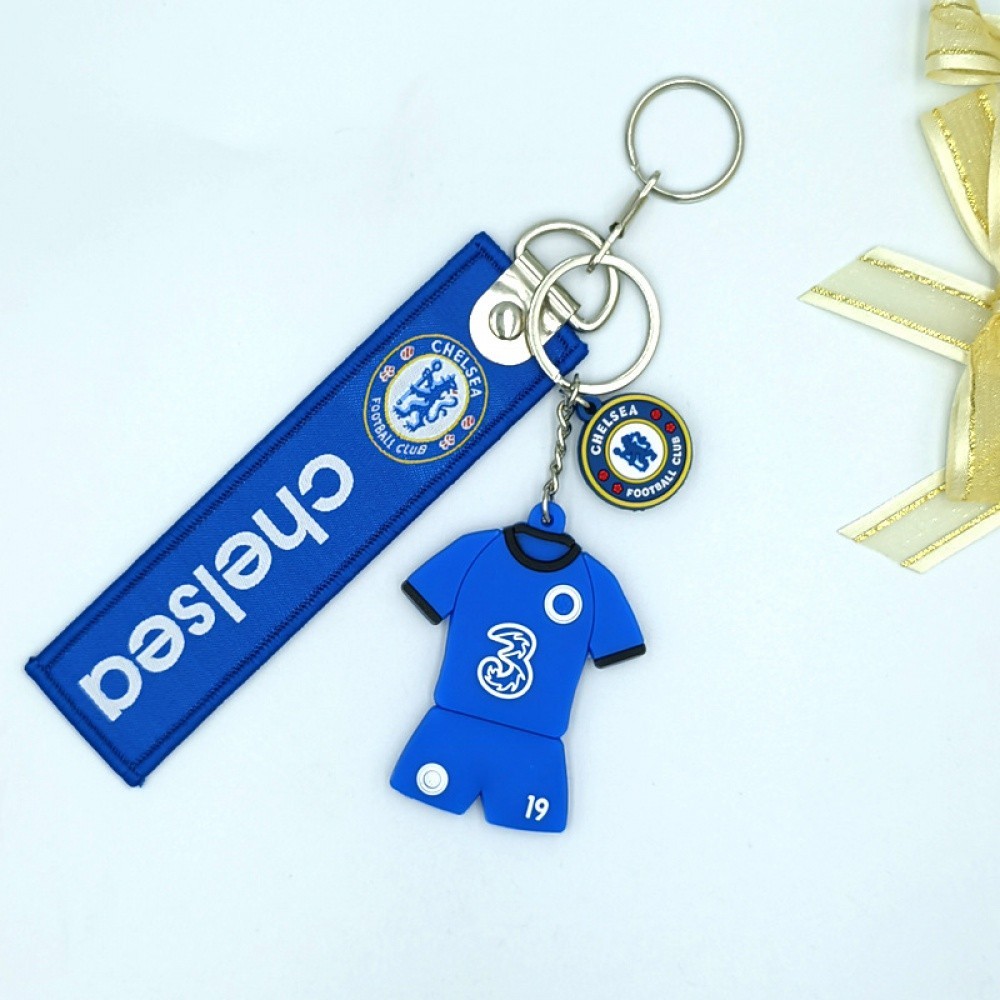 Woven Belt PVC Jersey logo Keychain Three-Piece Set Chelsea Arsenal ...