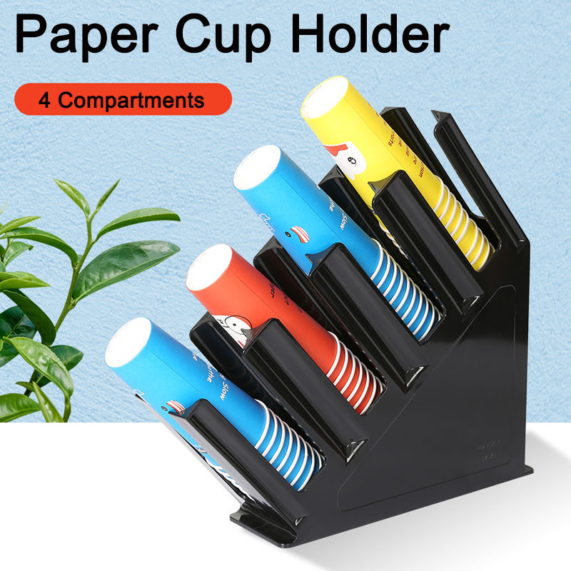 4 Compartments Plastic Paper Cup Holder Counter Top Organizer Dispenser ...
