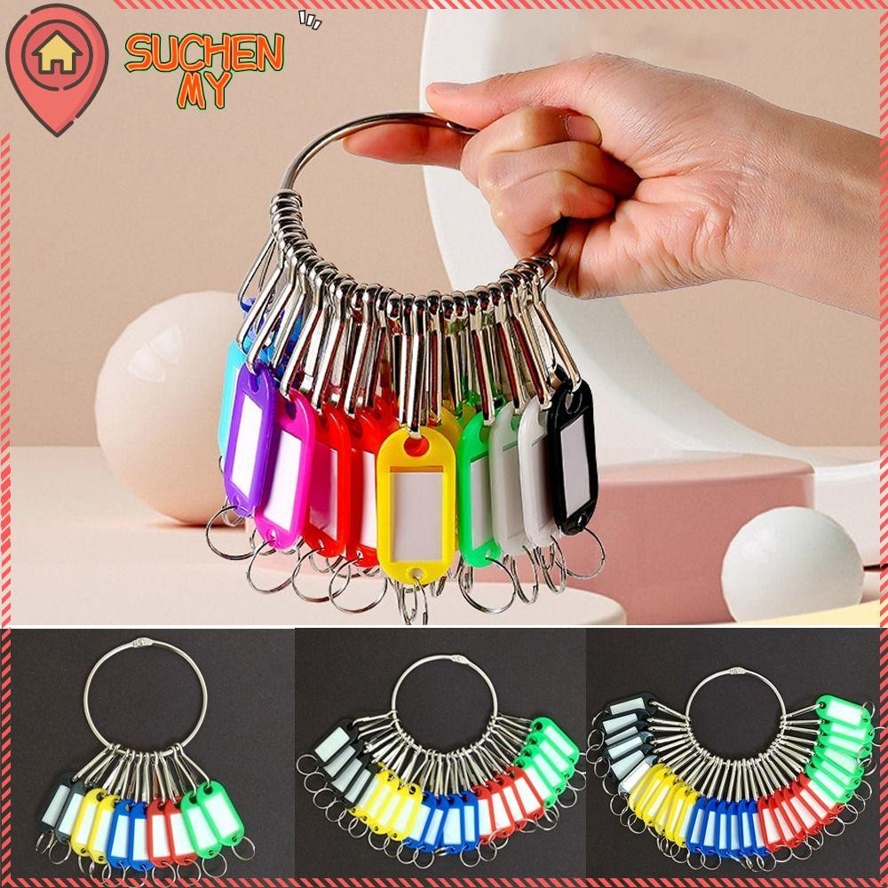 SUCHENMY 10/20/30/40 Pieces Key Tags, Transparent Window Plastic Key ...