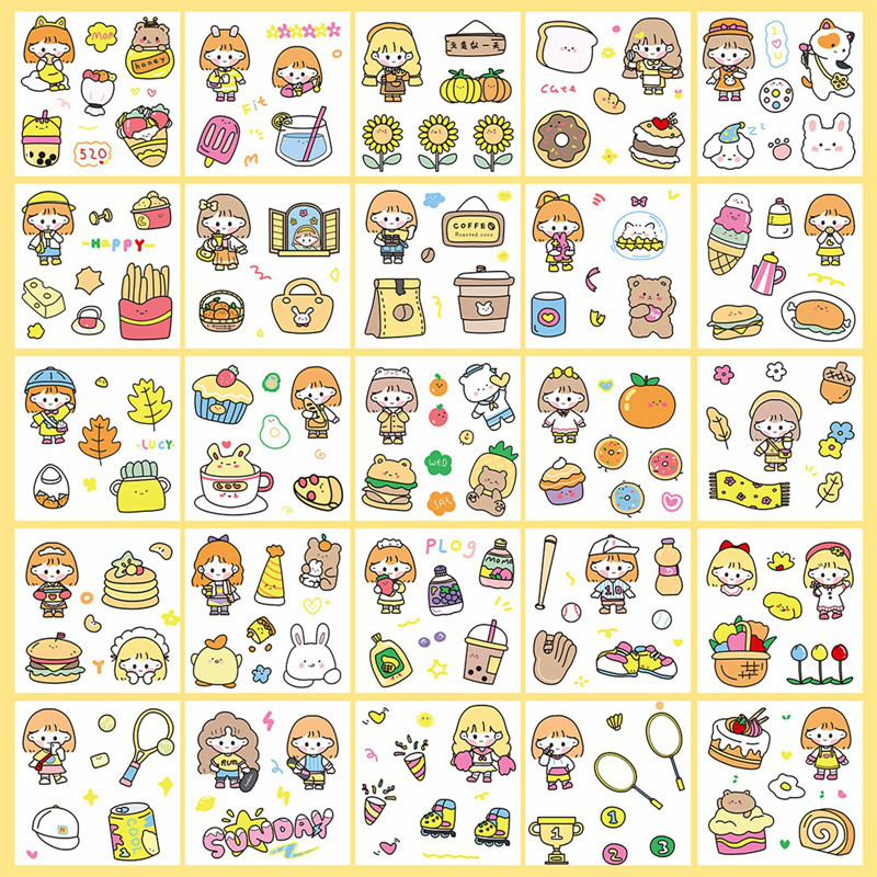 HOSTY 100pcs/Set Cute Cartoon Handbook Sticker Stationery Sticker Momo ...