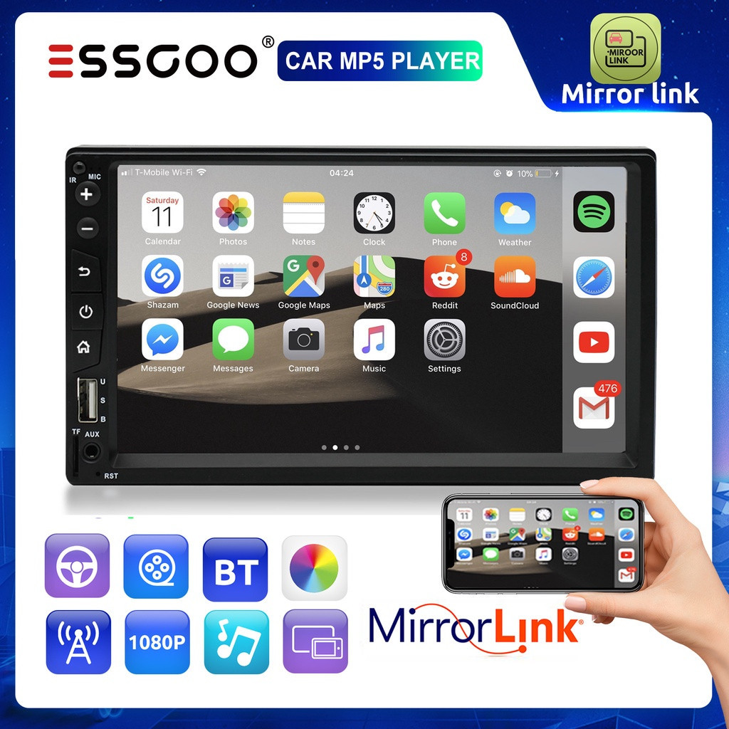 ESSGOO Car Player 7 inch Touch Screen Double 2 Din Car Radio with ...