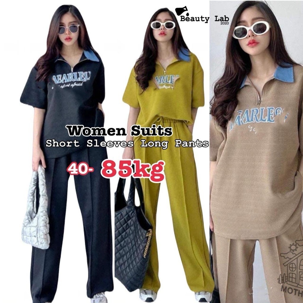 Baju Set Wanita OOTD style Women Casual Long Pants Women Suits 2pcs Set ...