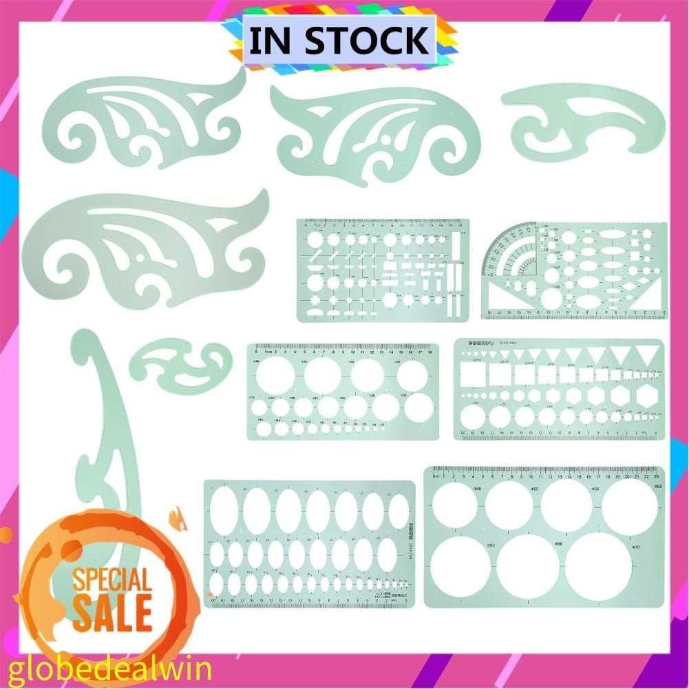 Globedealwin Geometric Drawings Templates Plastic Clear Draft Ruler ...
