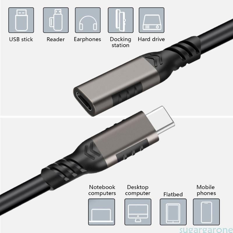 Sugar TypeC 3 2 Gen2 Male to Female Extension Cable 4K 60Hz 5A 100W USB C Extenders 10Gbps Data ...