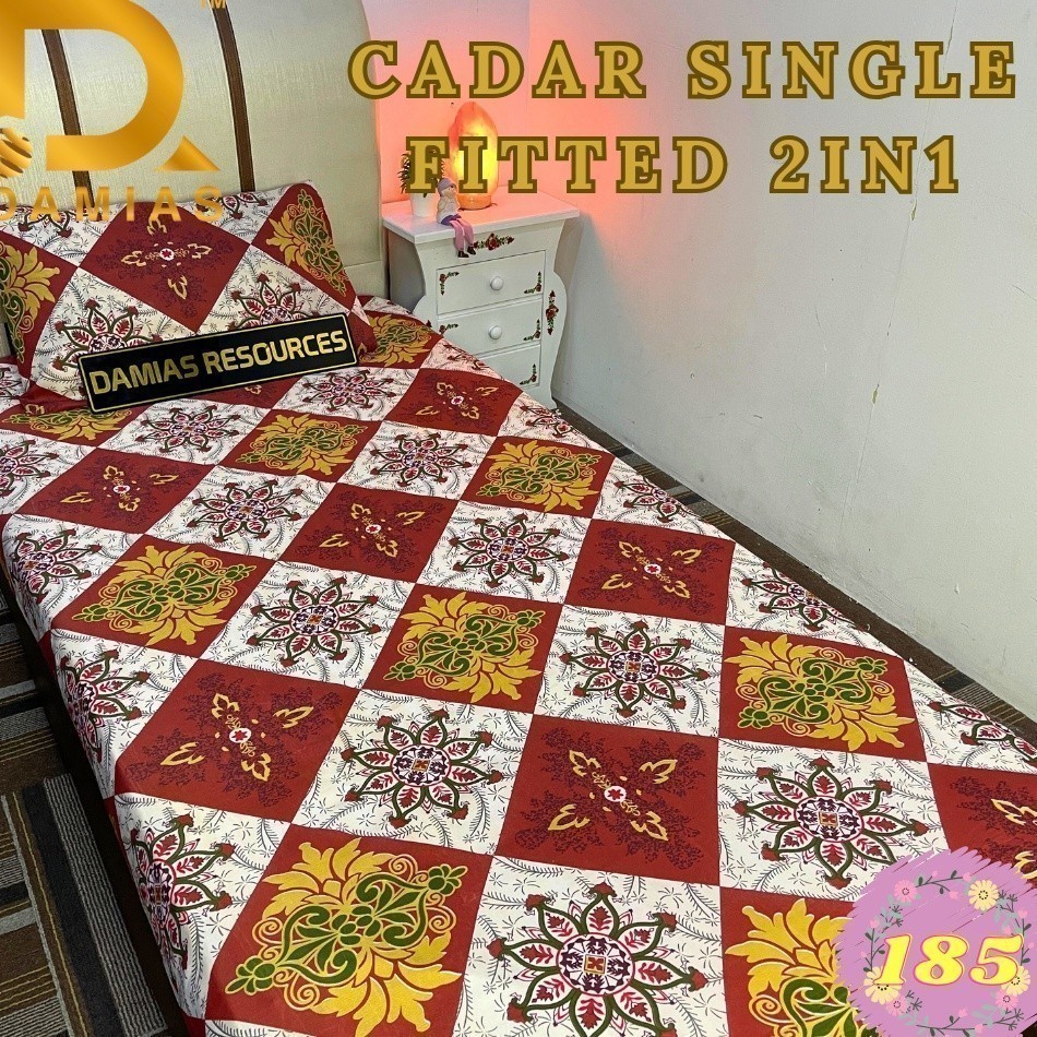 CADAR BEDSHEETSINGLE BUJANG SIZE FITTED BEDSHEET (2 IN 1) CADAR RABIAH GETAH KELILING CADAR ...