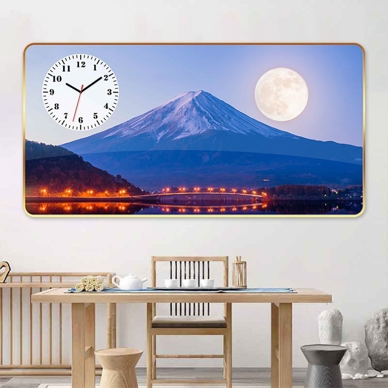 (Sent From Thailand) Mountain Picture Wall Clock Tempered Glass Film ...