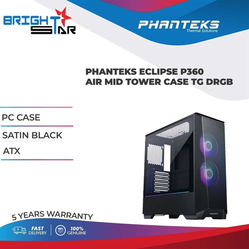 Phanteks Eclipse P360 Air Mid Tower ATX Desktop Casing Satin Black ...