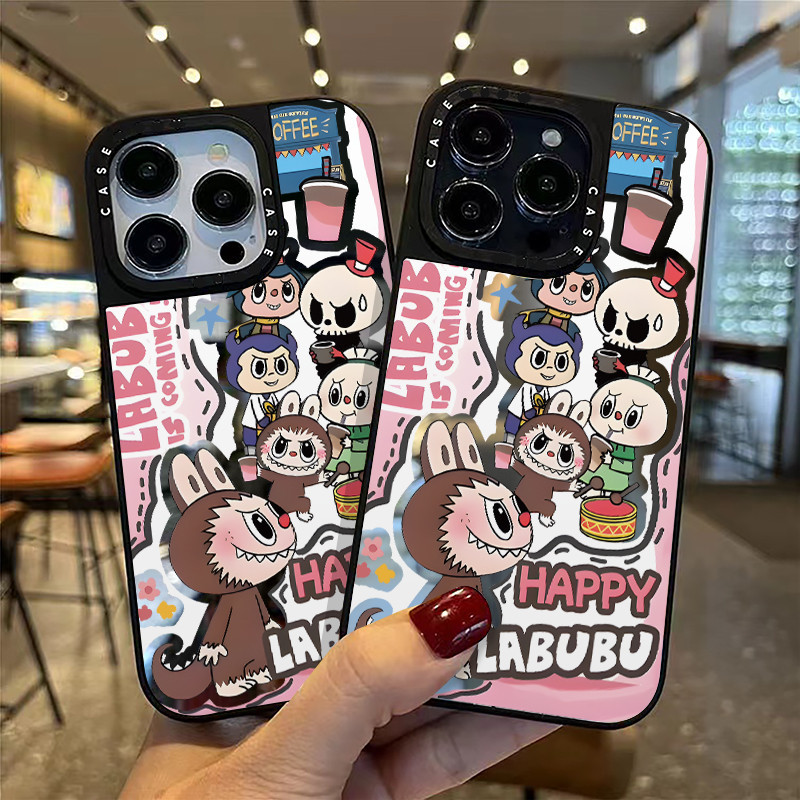 Casing iphone 11/12/13/14/15/16 Pro max Happy Labubu silicone Mirror ...