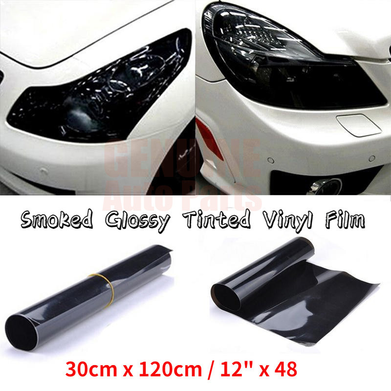30cm x 120cm 12" x 48" Smoked Glossy Tinted Vinyl Film Car Wrap for car ...