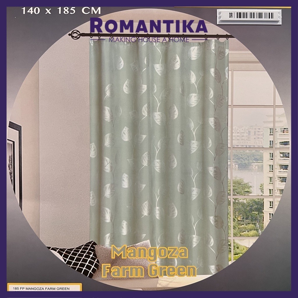 Romantika Loren Viral Curtain French Pleat Hook FARM GREEN Fabric ...