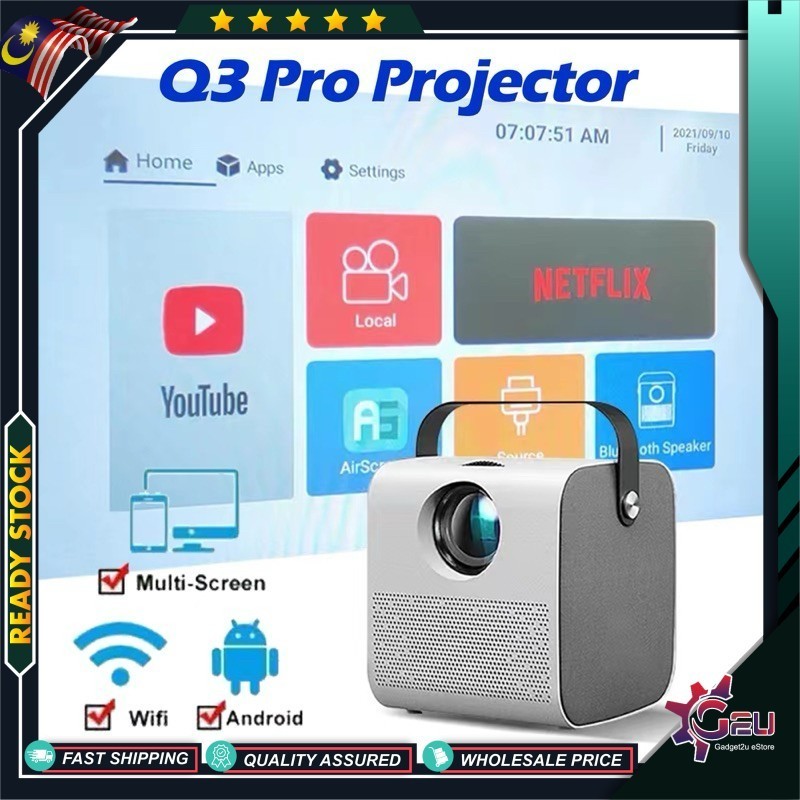 Projector Q3 Pro Android 10.0, WiFi Version Projector, Projektor in ...