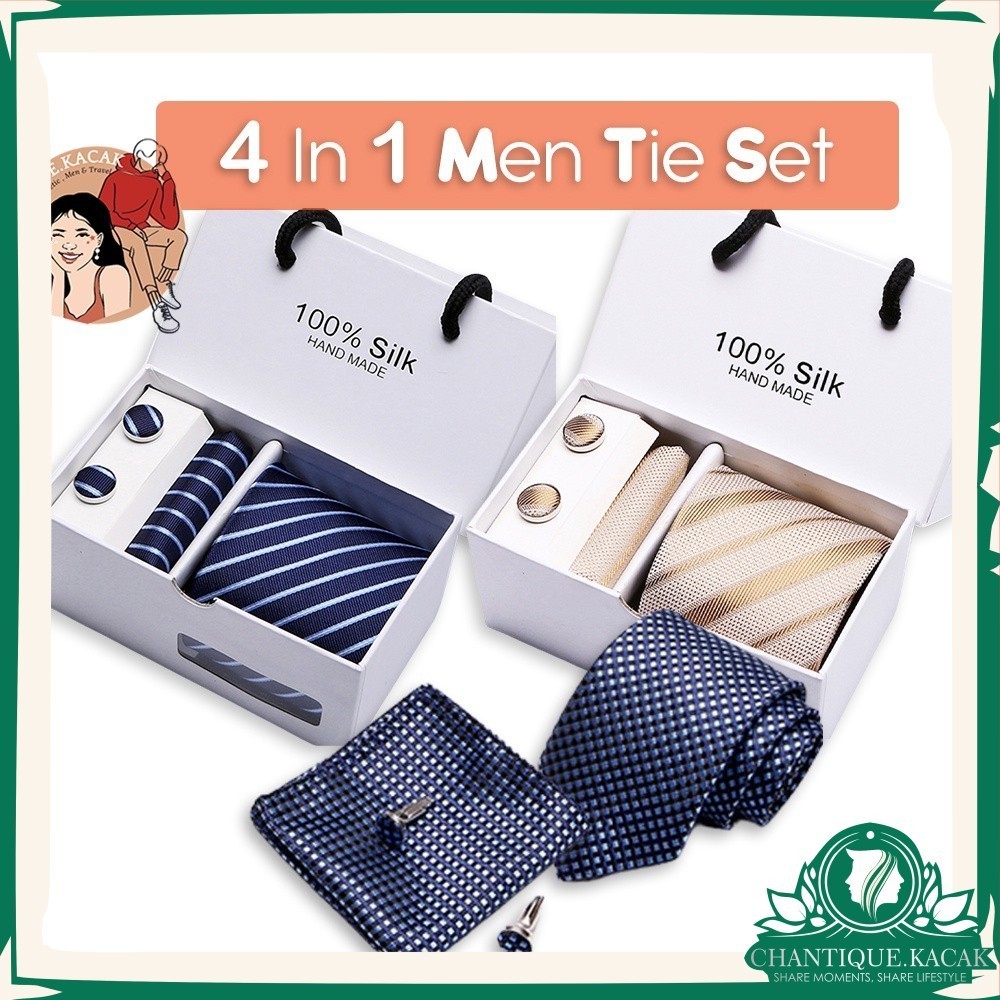 CK Gift Set Men Necktie 4 In 1 Classic Yarn Premium Quality Box Tie ...