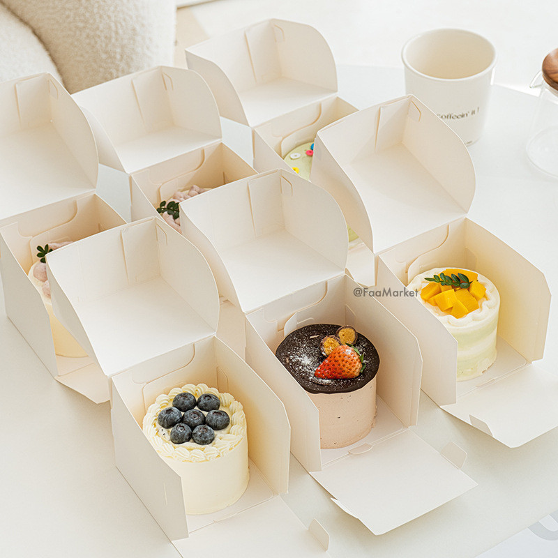 (10pcs) 10cm Square White Cake Box Slice Cake Box Bento Cake Mini Cake ...