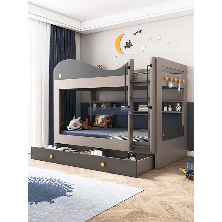 For Kids With Drawer And Mattress Children Double Decker Wooden Safe ...