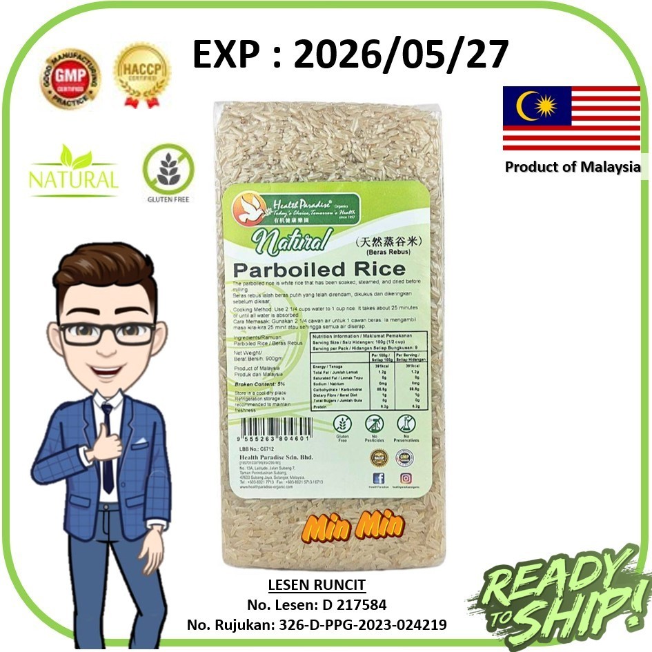 HEALTH PARADISE Natural Parboiled Rice 900gm 天然蒸谷米 Low GI | Shopee Malaysia