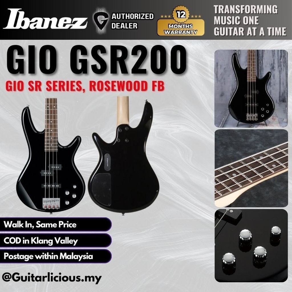 Ibanez Gio SR Series GSR200 , 4 Strings Electric Bass Guitar - Black ...