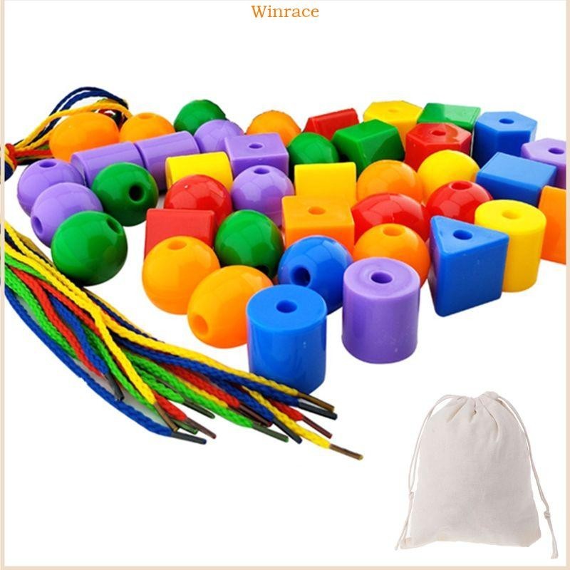 WRC Stringing Bead Threading Bead Toy for w Travel Tote 4 Rope Lacing ...