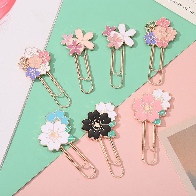 Cute Cartoon Sakura Flower Paper Clips Metal Paperclips Bookmarks Clips ...