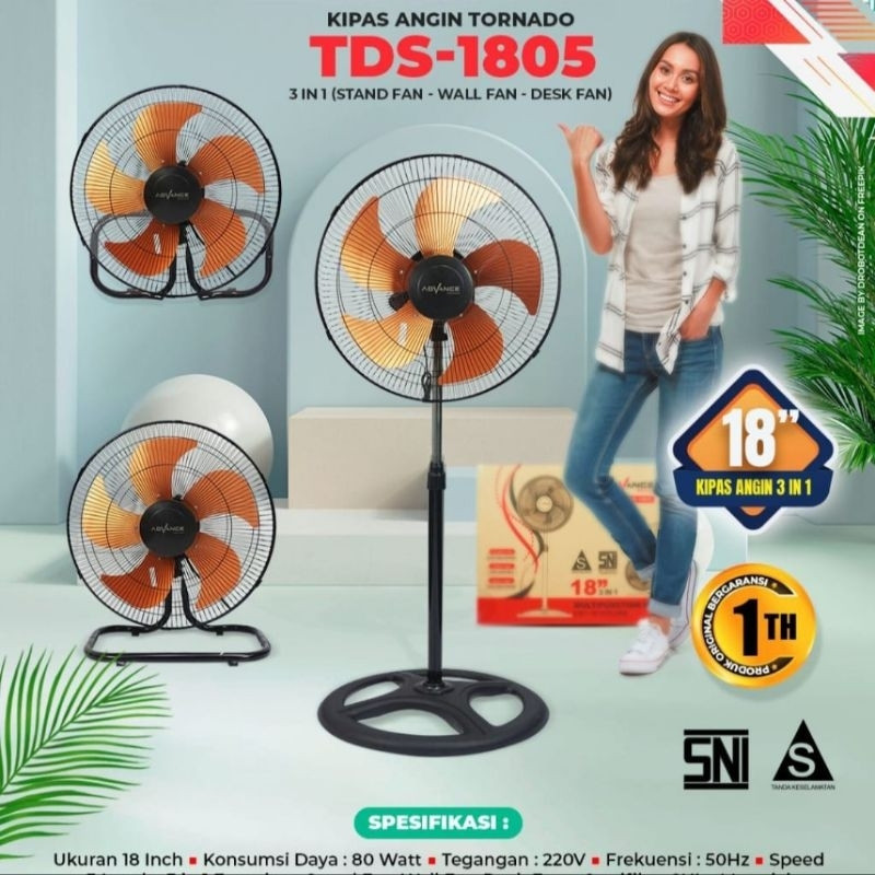 Advance Fan TDS-1805 3 in 1 Table Wall Fan Diameter 18 inch 80 Watt [1 ...