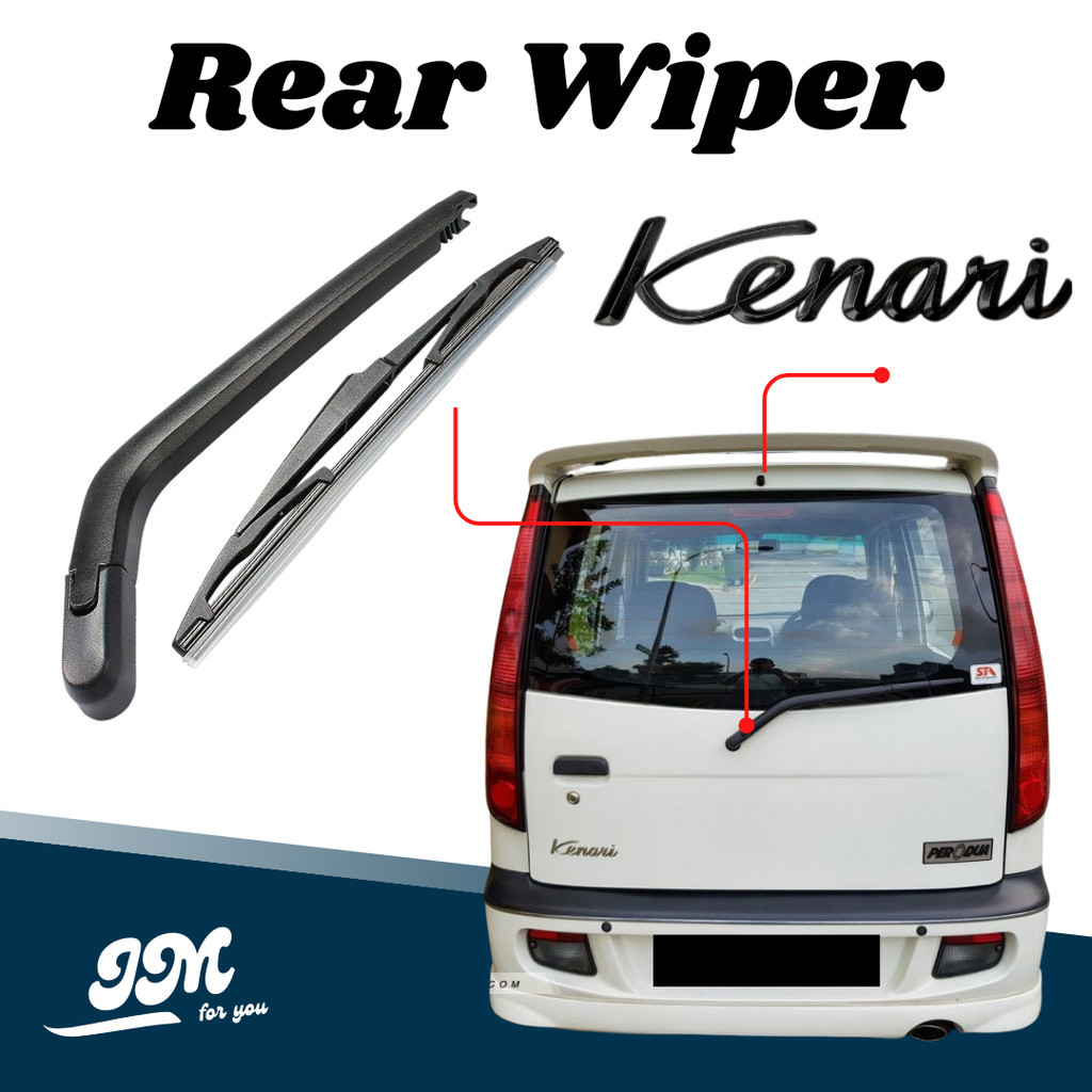PERODUA KENARI REAR WIPER Full Set Arm Hanger Car Back Silicone Wiper ...