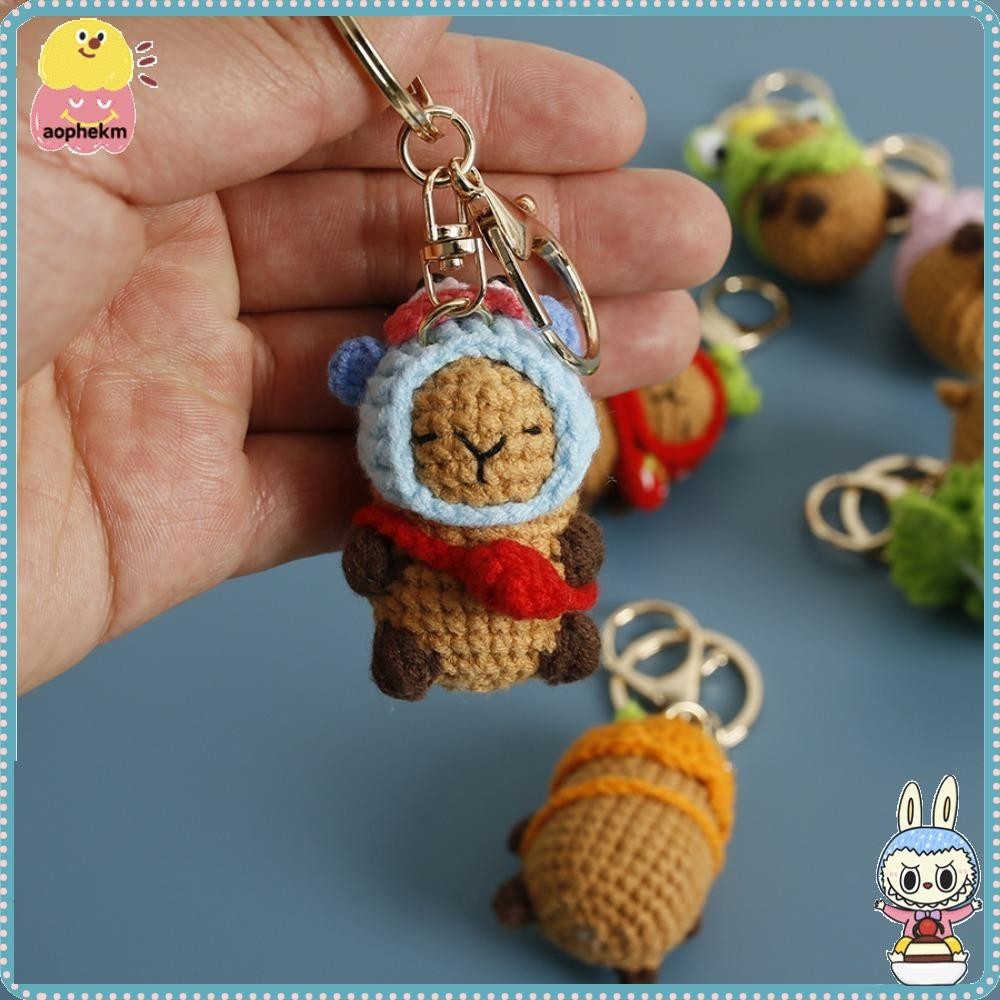 AOPHEKM Keychains, Capybara Doll Knitted Key Ring, Creative Bag ...