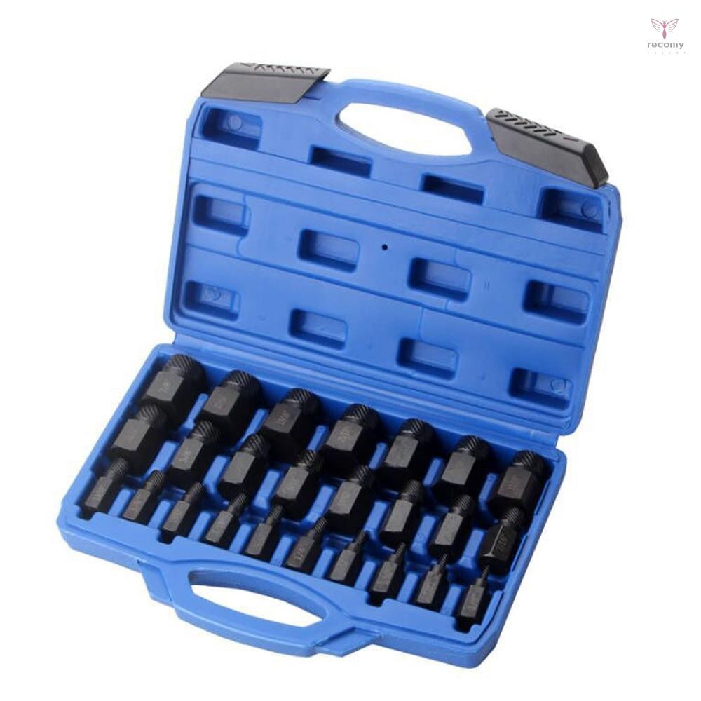 25-Piece Screw Extractor Set Broken Bolt Remover Useful Pins Spiral and ...