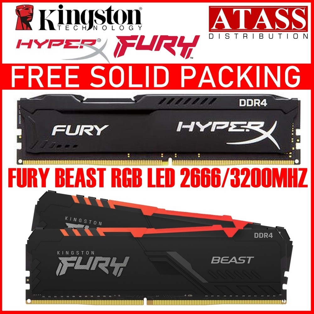Kingston RAM HyperX FURY BEAST RGB 4GB 8GB 16GB DDR4 2400/ 2666/ 3200/ 3466 Mhz Desktop GAMING ...
