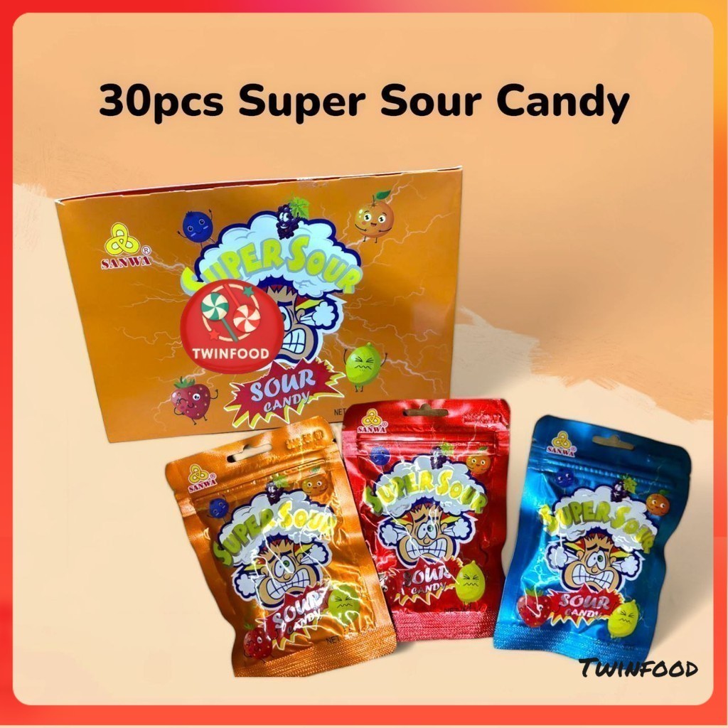30pcs x12g Sanwa Super Sour Candy gula masam hard candy | Shopee Malaysia