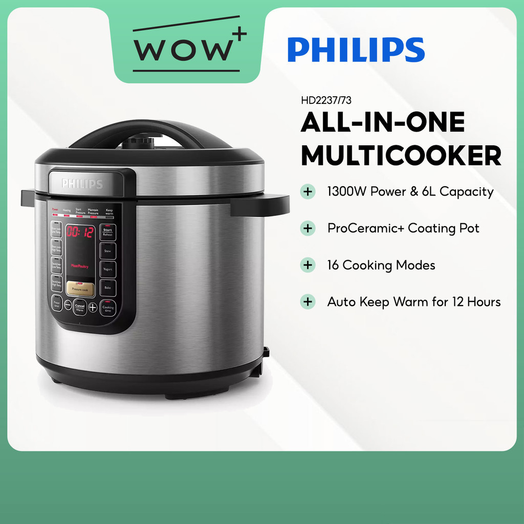 Philips HD2237/73 Multi-Cooker - 6.0L / 1300W, Featuring 16-Modes ...