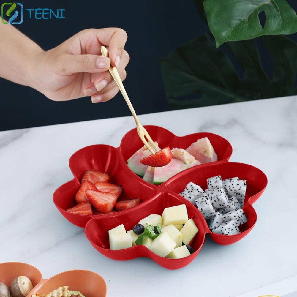 TEENI Appetizer Serving Platter, Four Leaf Clover Shape Unbreakable ...