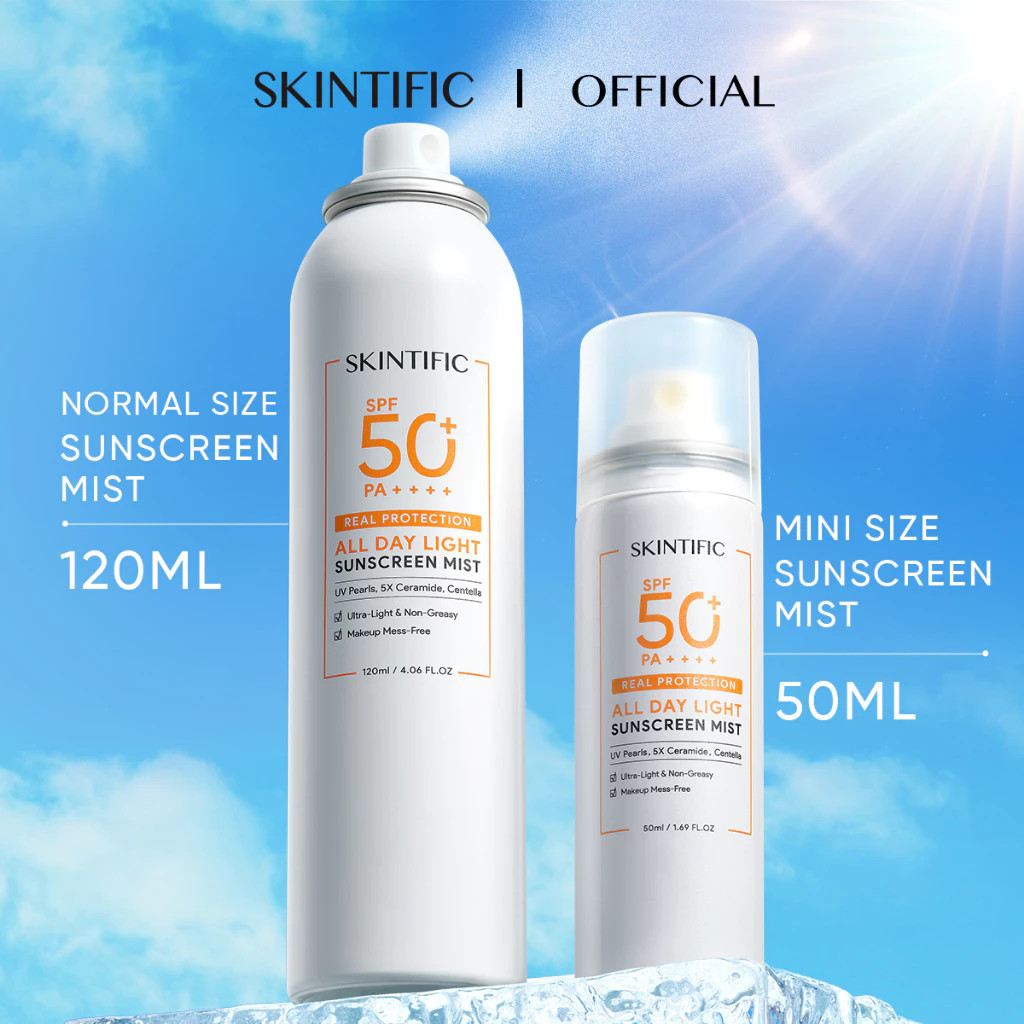 SKINTIFIC | All Day Light Sunscreen Mist SPF50 PA++++ Whitening Sunscreen Spray Anti UV Face ...