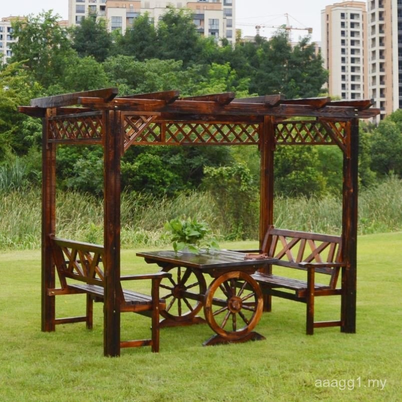 Grape Stand Courtyard Preservative Wooden Pavilion Carbonized Long ...