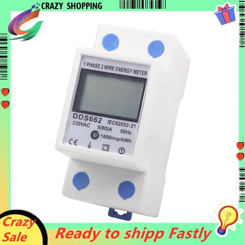 1 Piece Electronic Energy KWh Meter Single Phase Two Wire LCD Backlight Digital Display Single ...