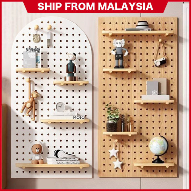 WOOD Pegboard Wall Storage Rack 60/80/120CM Solid Wood Wall Storage ...
