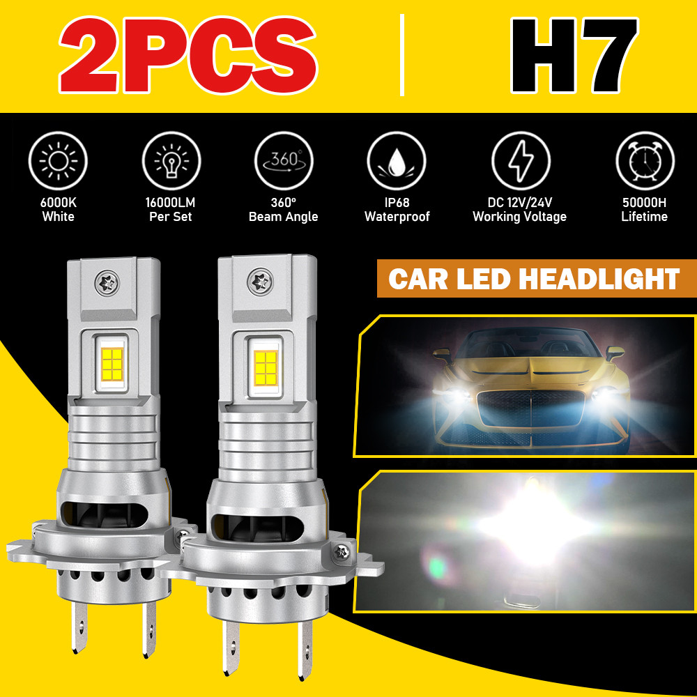 HYNBYZJ A Pair H7 LED Headlights Car Blub fog light 6000K 1: 1 Mini ...