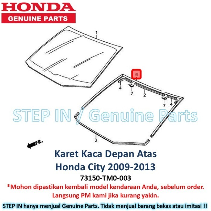 Top Windshield Rubber Honda City 2009 2010 2011 2012 2013 original ...