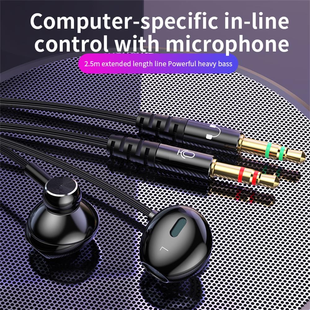 C70 Dual Plug Computer Headset 2.5m/1.5m Long Line with Microphone Call ...