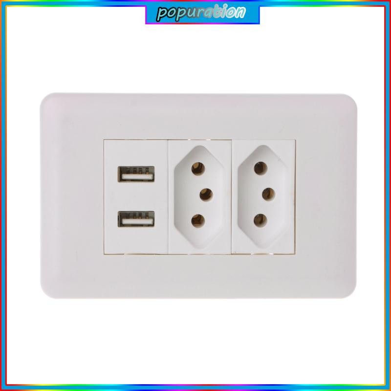 POP 15A Wall Double Standard Power Socket Adapter Dual Ports USB ...