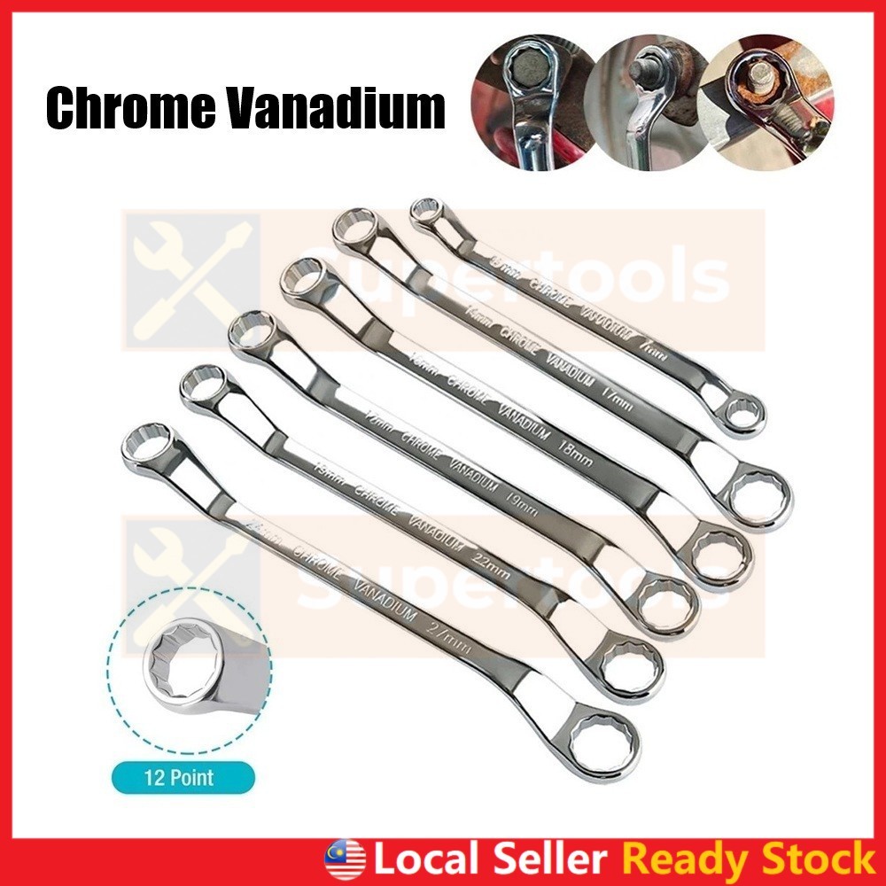 CR-V Double Box End Ring Wrench Chrome Vanadium Spanner 12 Point 45 ...